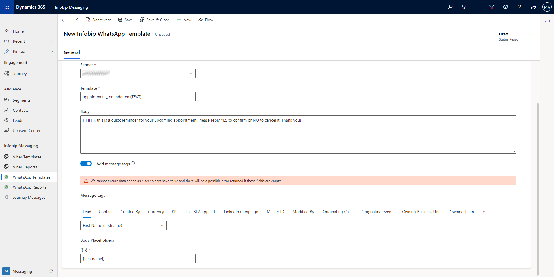 Microsoft Dynamics 365 Customer Insights messaging