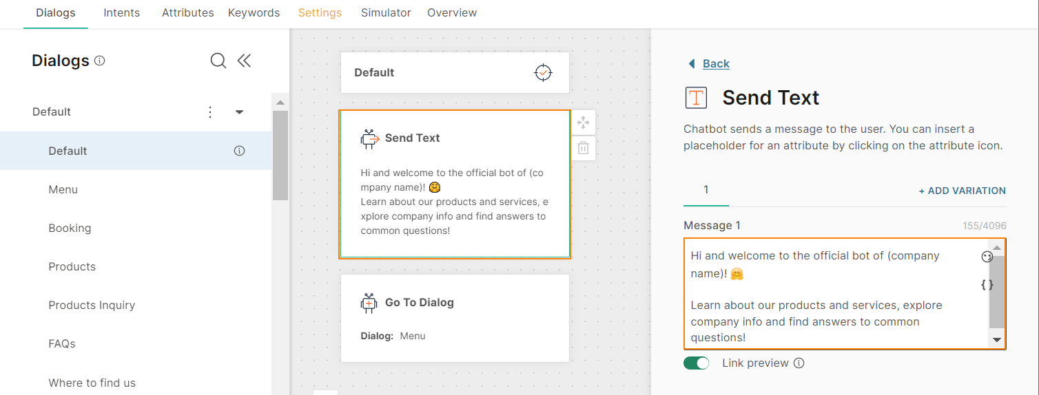 Create a Chatbot from a Template