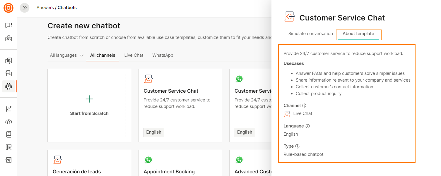 Create a Chatbot from a Template