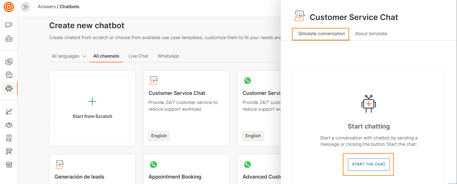 Create a Chatbot from a Template