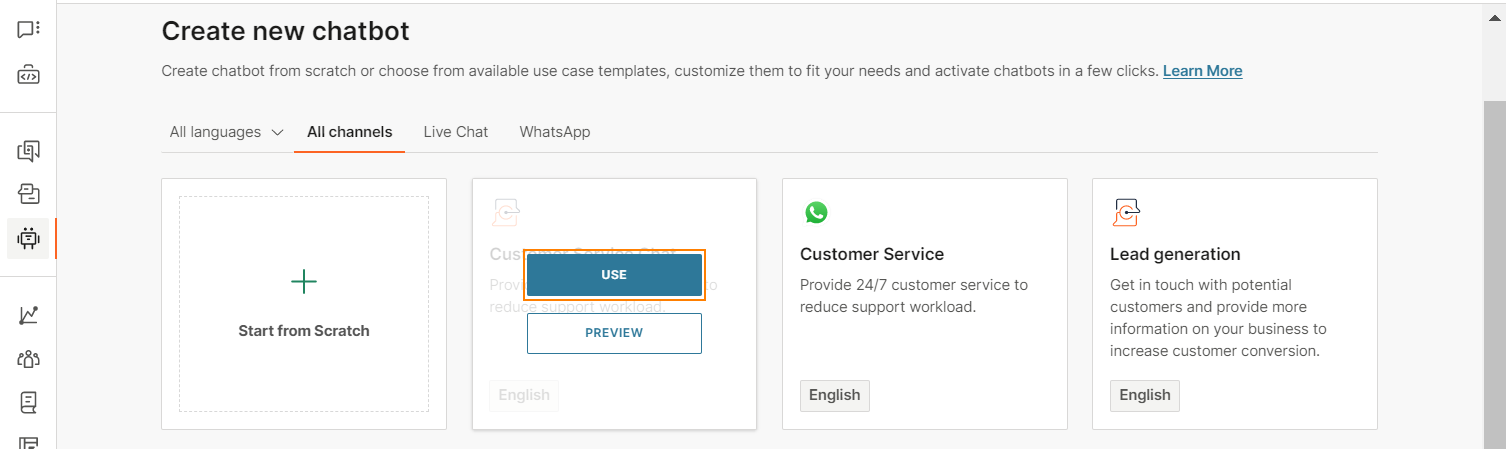Create a Chatbot from a Template
