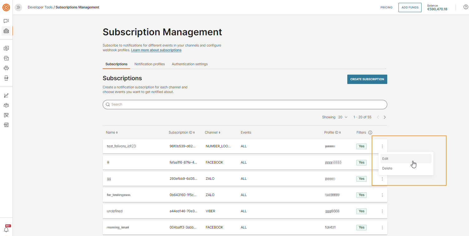 Subscriptions Management