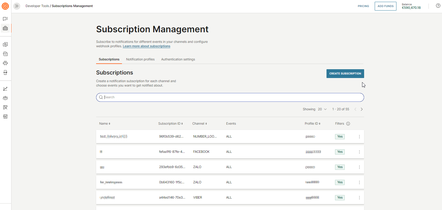 Subscriptions Management