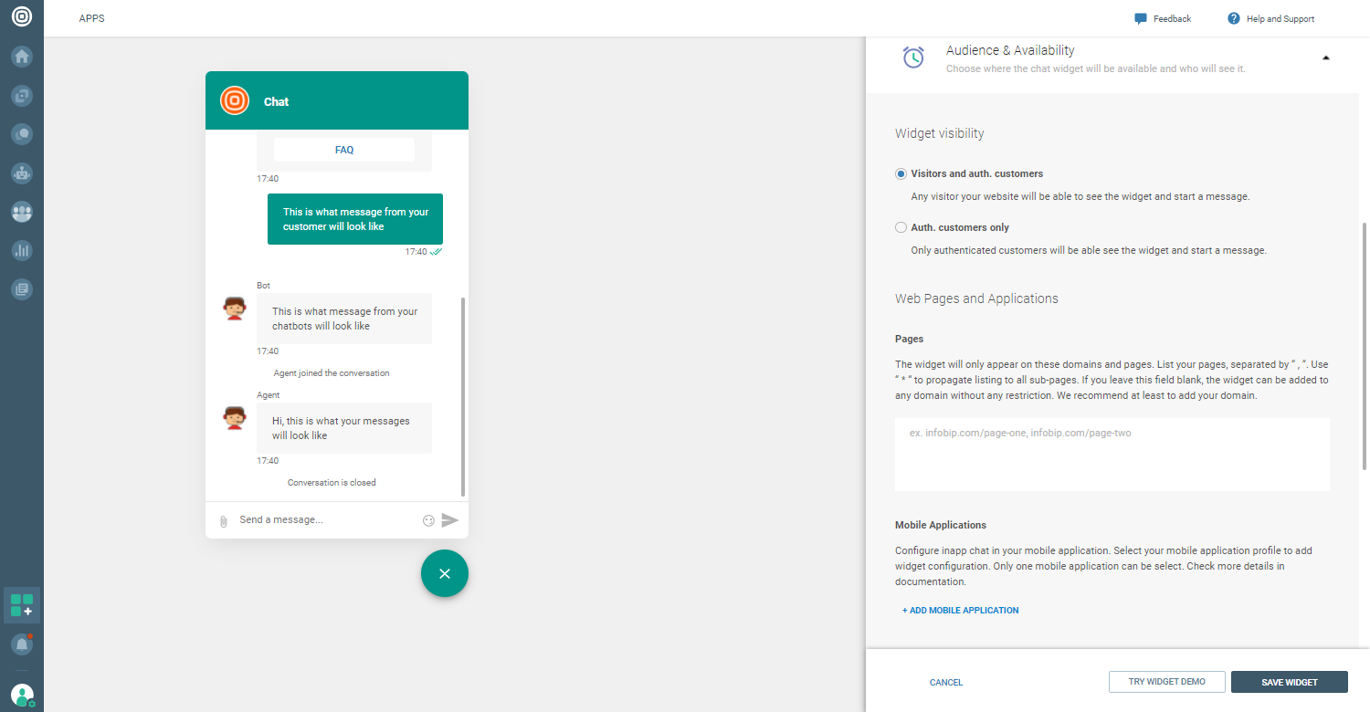 Live Chat: Customize Widgets