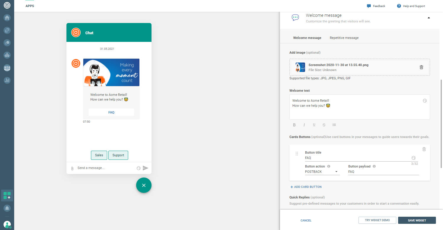 Live Chat: Customize Widgets