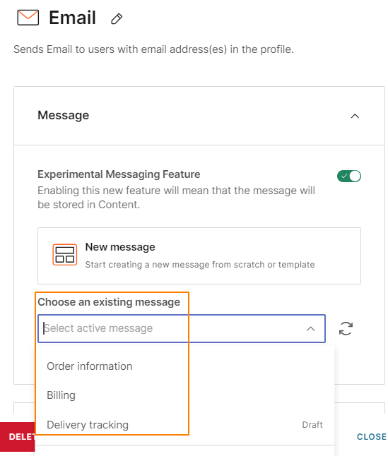 Manage messages