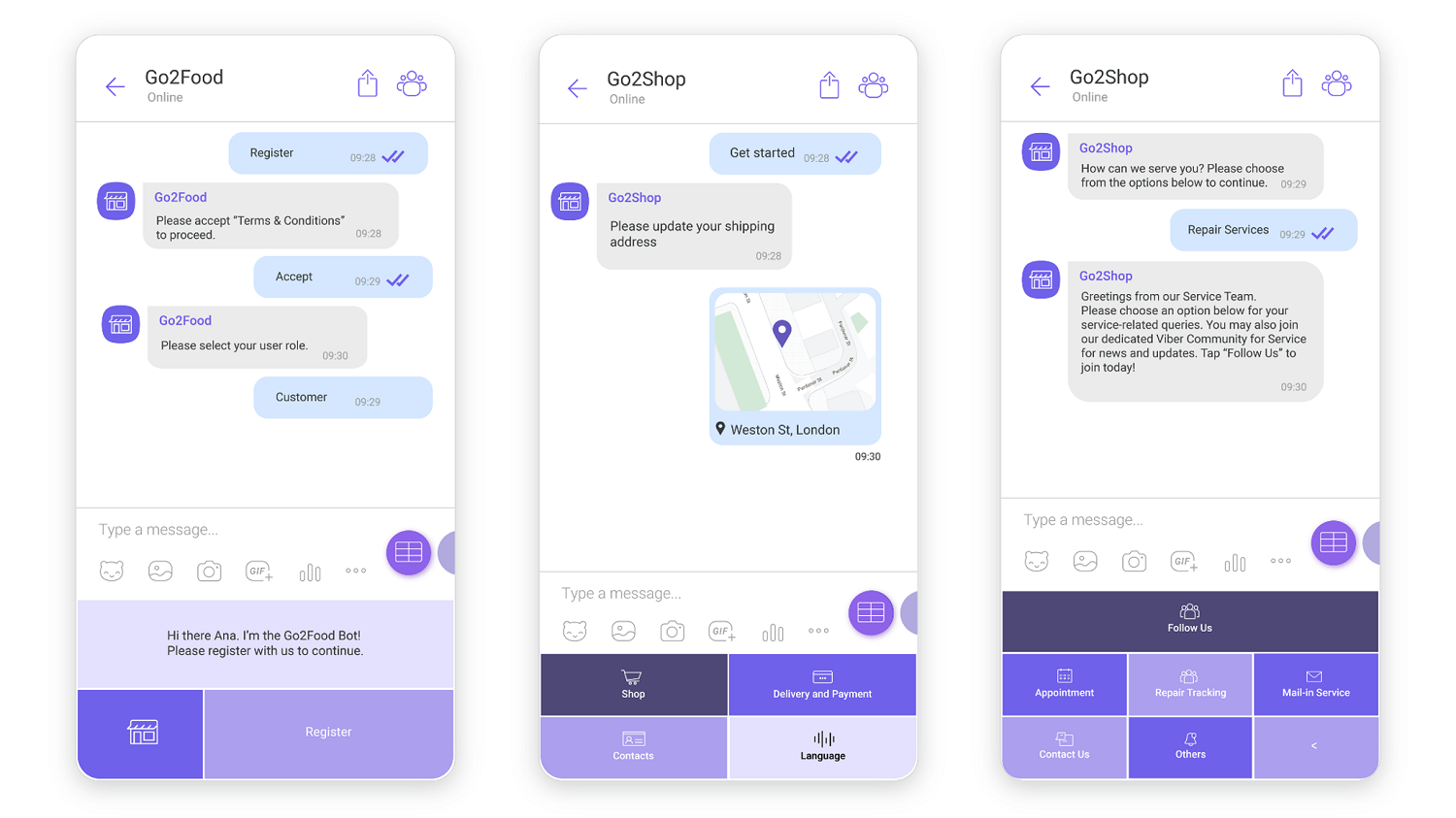 Message Types using Viber Bots
